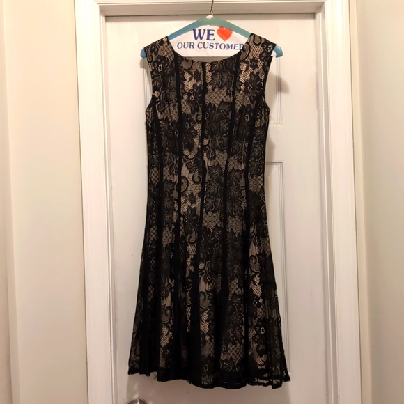 C.C | Dresses | Lovely Black Lace Dress With Nude Underlay | Poshmark